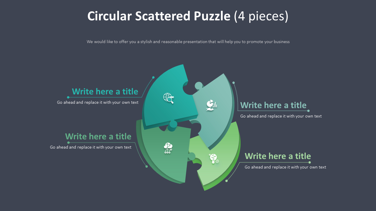 散片拼图图免费幻灯片，用于循环过程可视化