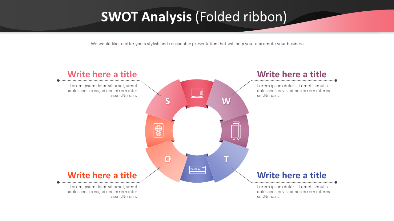 SWOT Analysis Diagram (Folded ribbon)