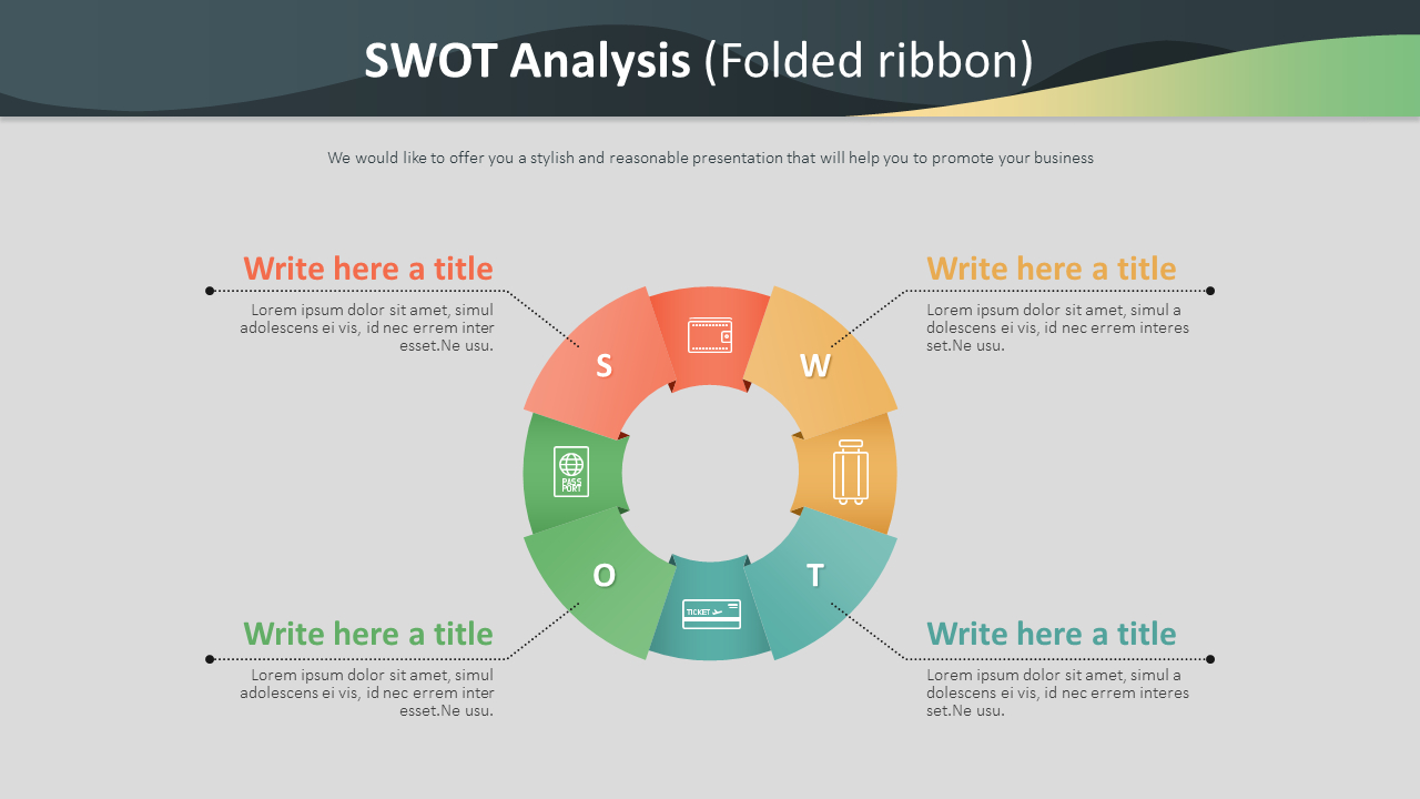 SWOT Analysis Diagram (Folded ribbon)