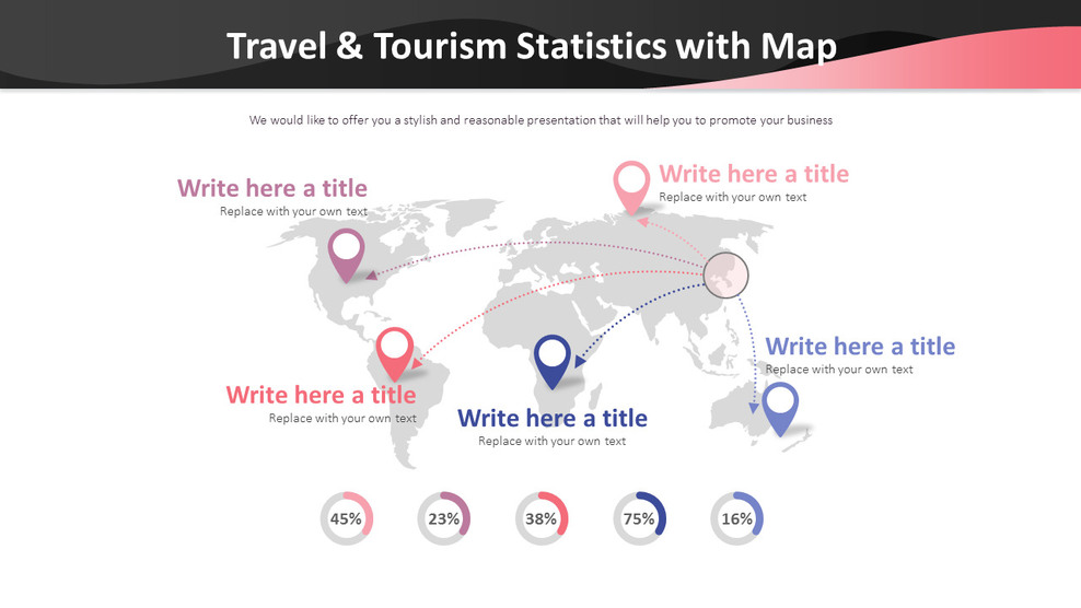 Travel & Tourism Statistics with Map Diagram