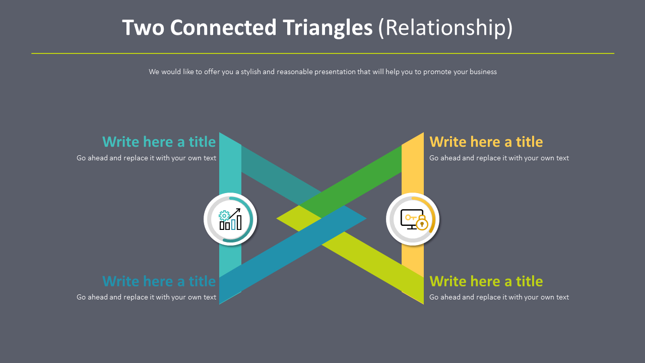 Two Connected Triangles Diagram (Relationship)