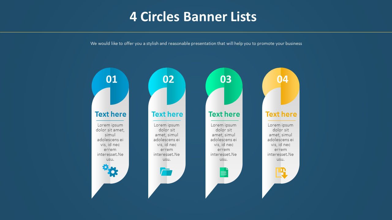 4 Circles Banner Lists Diagram