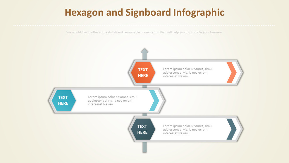 Hexagon and Signboard Infographic Diagram|List