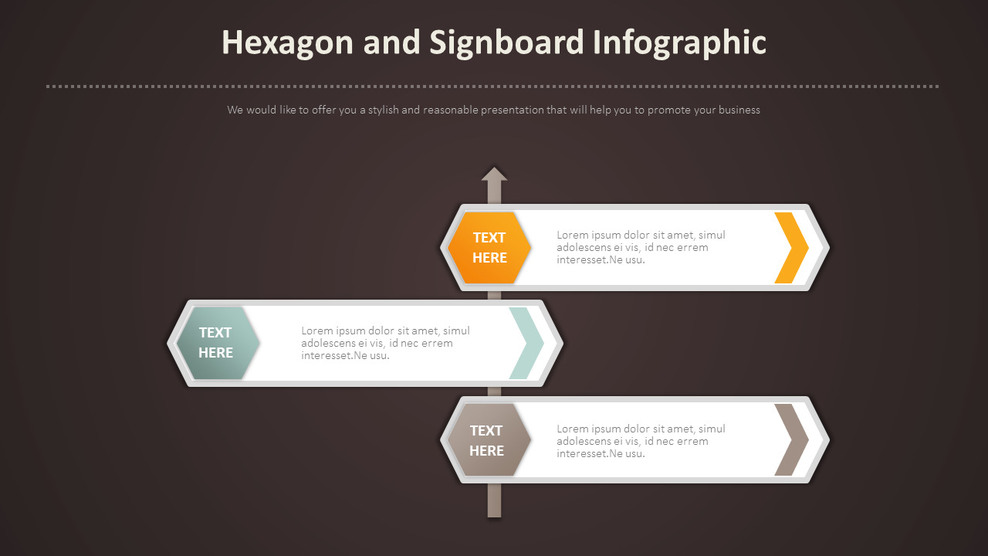 Hexagon and Signboard Infographic Diagram|List
