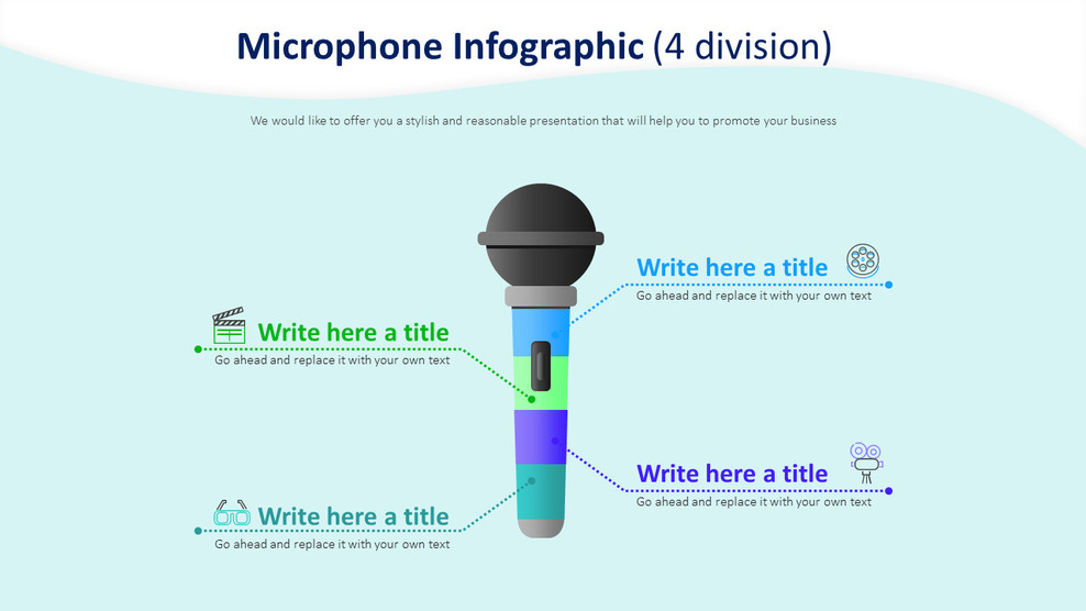 Diagrama de infografía de micrófono (4 divisiones)