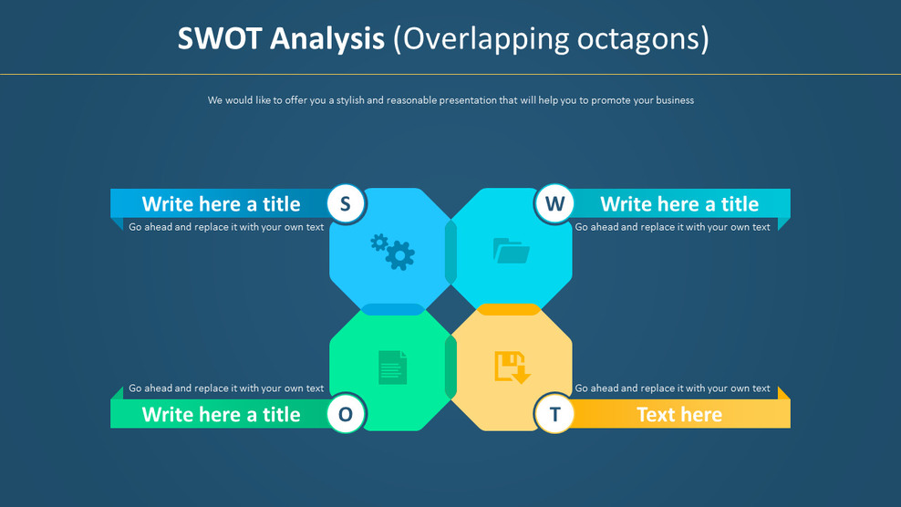 SWOT Analysis Diagram (Overlapping Octagons)