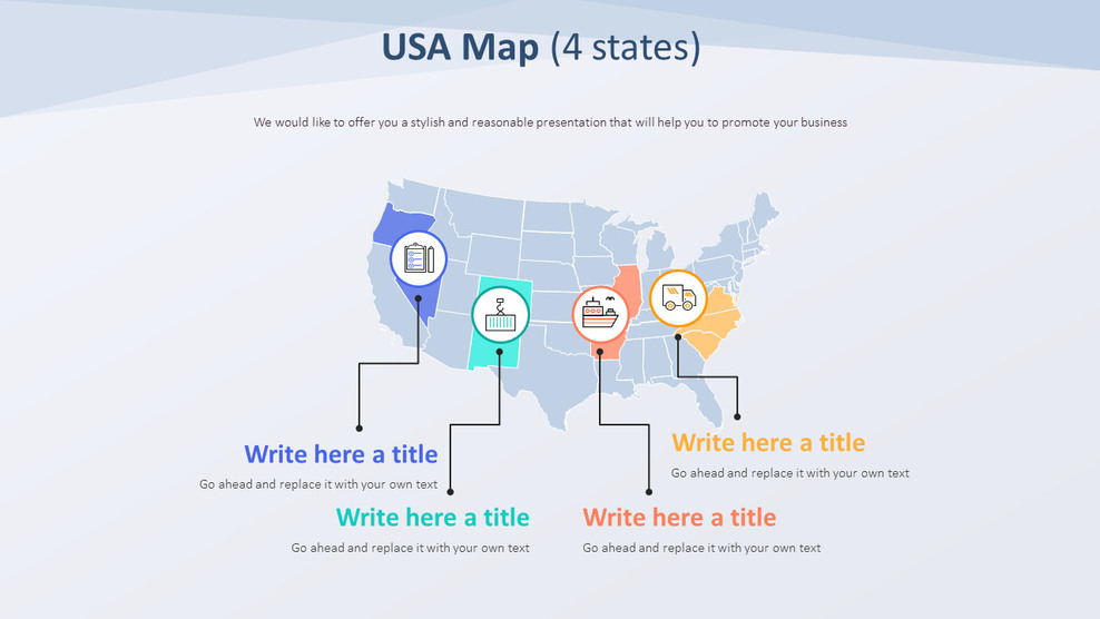 USA Map Diagram (4 states)