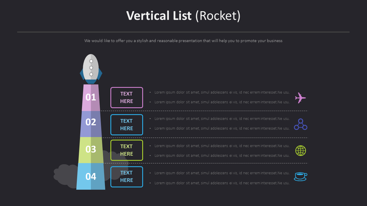 Vertical List Diagram (Rocket) Free Slide for Step-by-Step Presentation ...