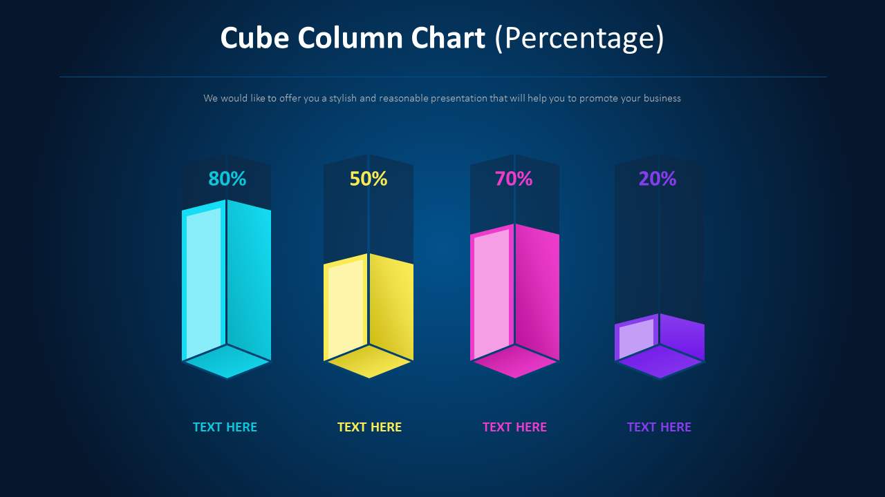 Cube Column Chart Diagram (Percentage)|Graph