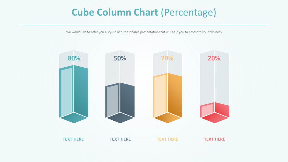 Cube Column Chart Diagram (Percentage)|Graph
