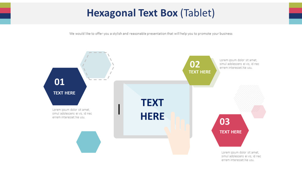 Hexagonal Text Box Diagram (Tablet)|Infographics