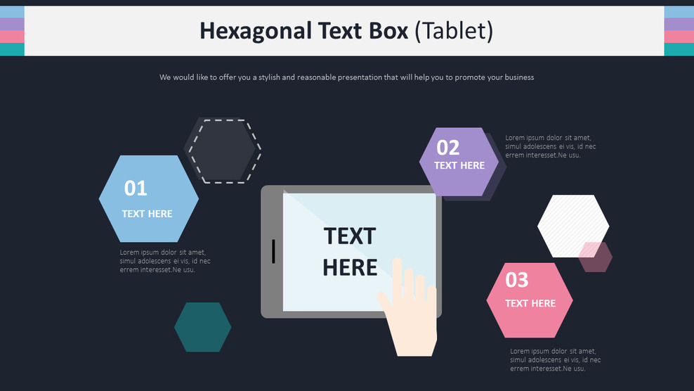 Hexagonal Text Box Diagram (Tablet)|Infographics