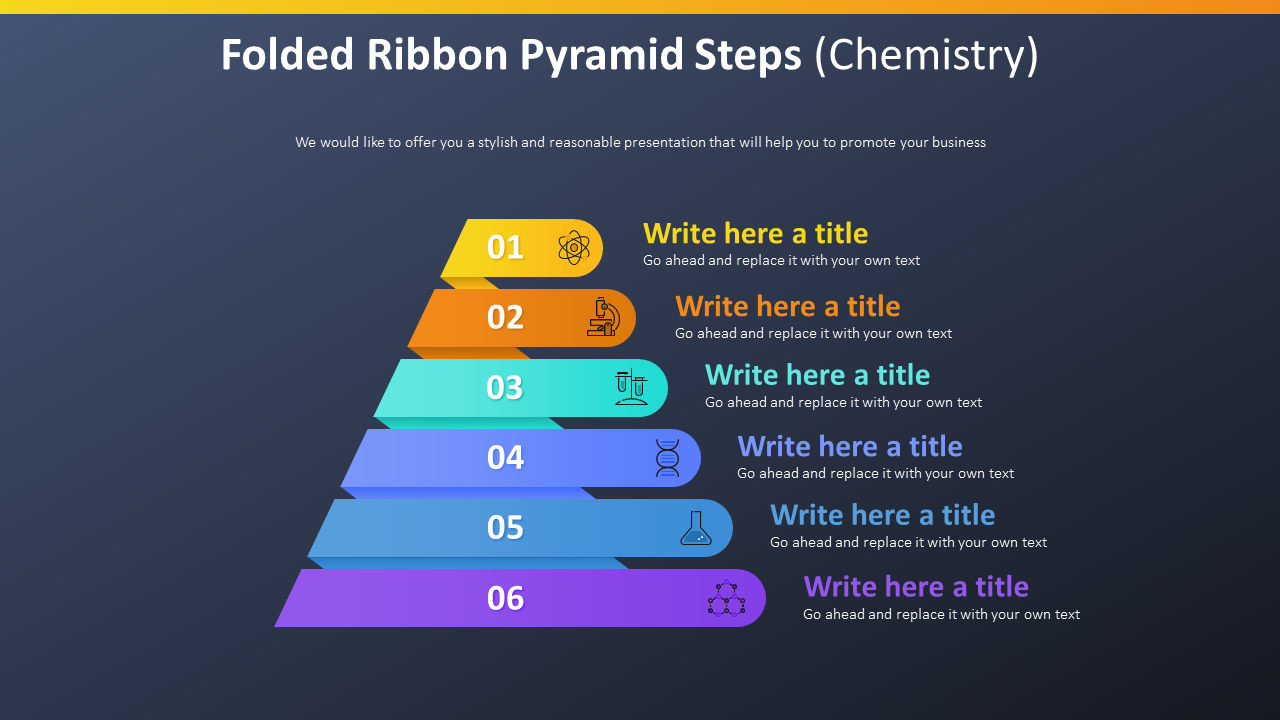 Folded Ribbon Pyramid Steps Diagram (Chemistry)