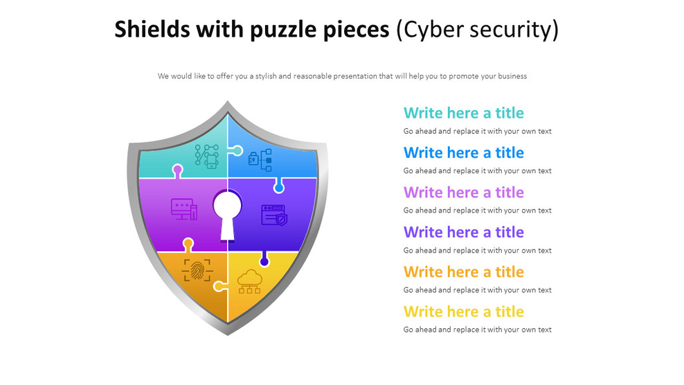 Shields with puzzle pieces Diagram (Cyber security)