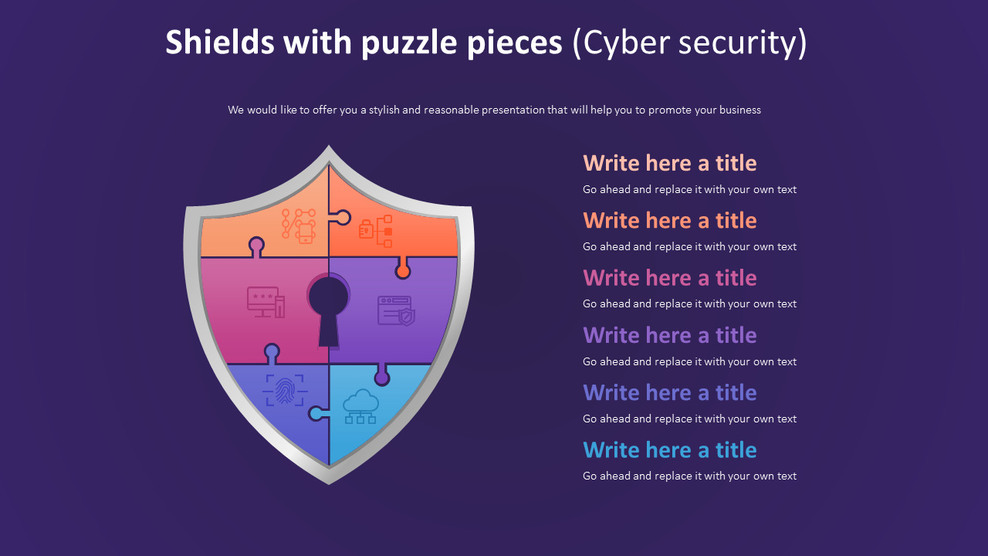 Shields with puzzle pieces Diagram (Cyber security)