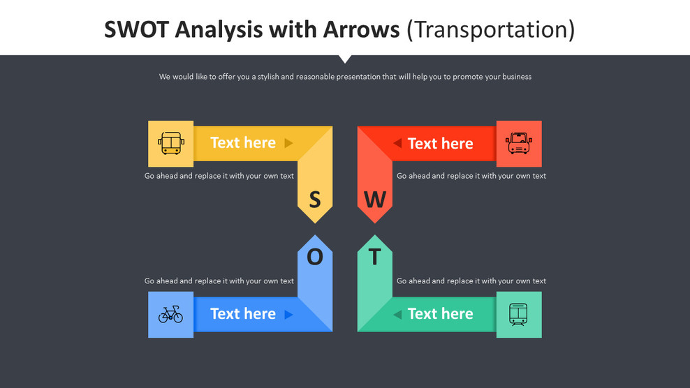 SWOT Analysis with Arrows Diagram (Transportation)