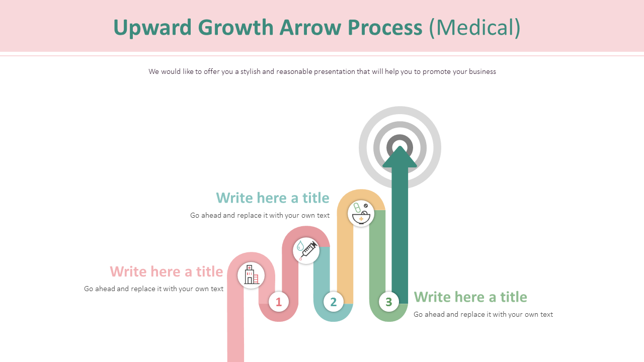 Upward Growth Arrow Process Diagram (Medical)