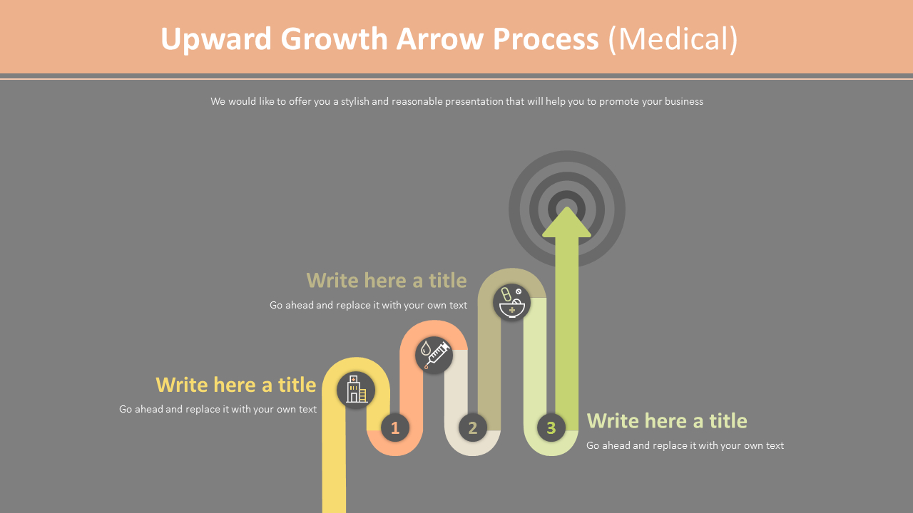 Upward Growth Arrow Process Diagram (Medical)