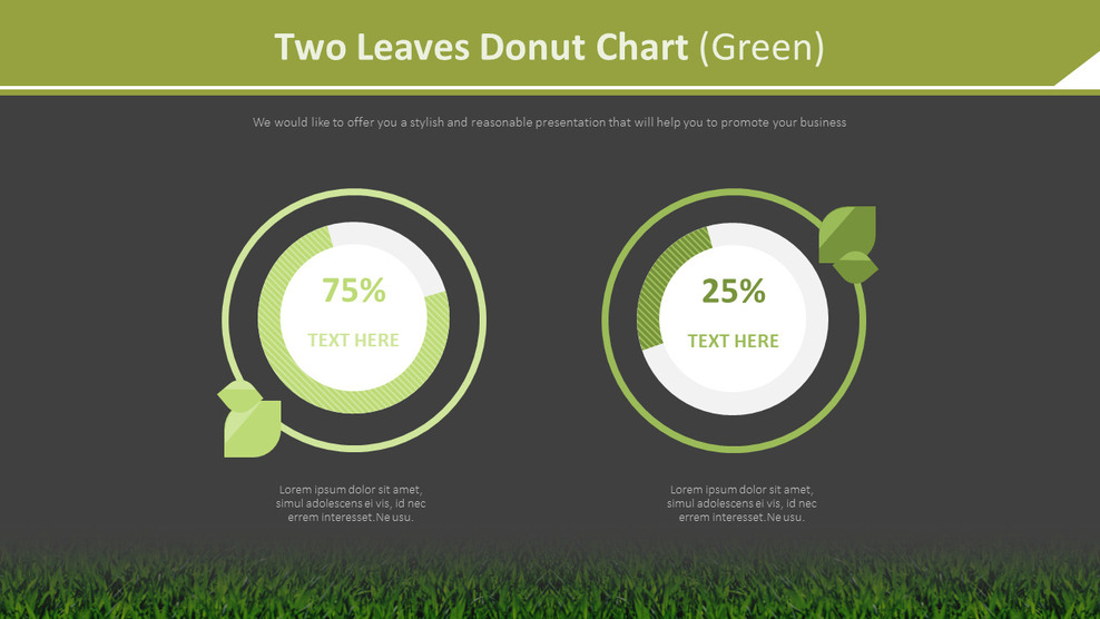 Two Leaves Donut Chart Diagram (Green)|Graph