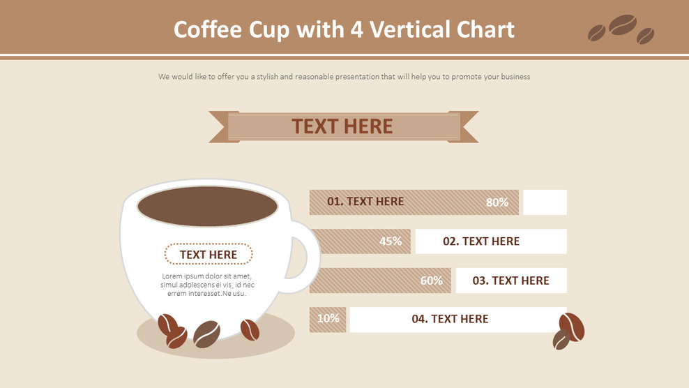 Coffee Cup with 4 Vertical Chart Diagram