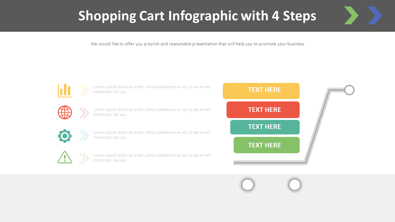Shopping Cart Infographic with 4 Steps Diagram