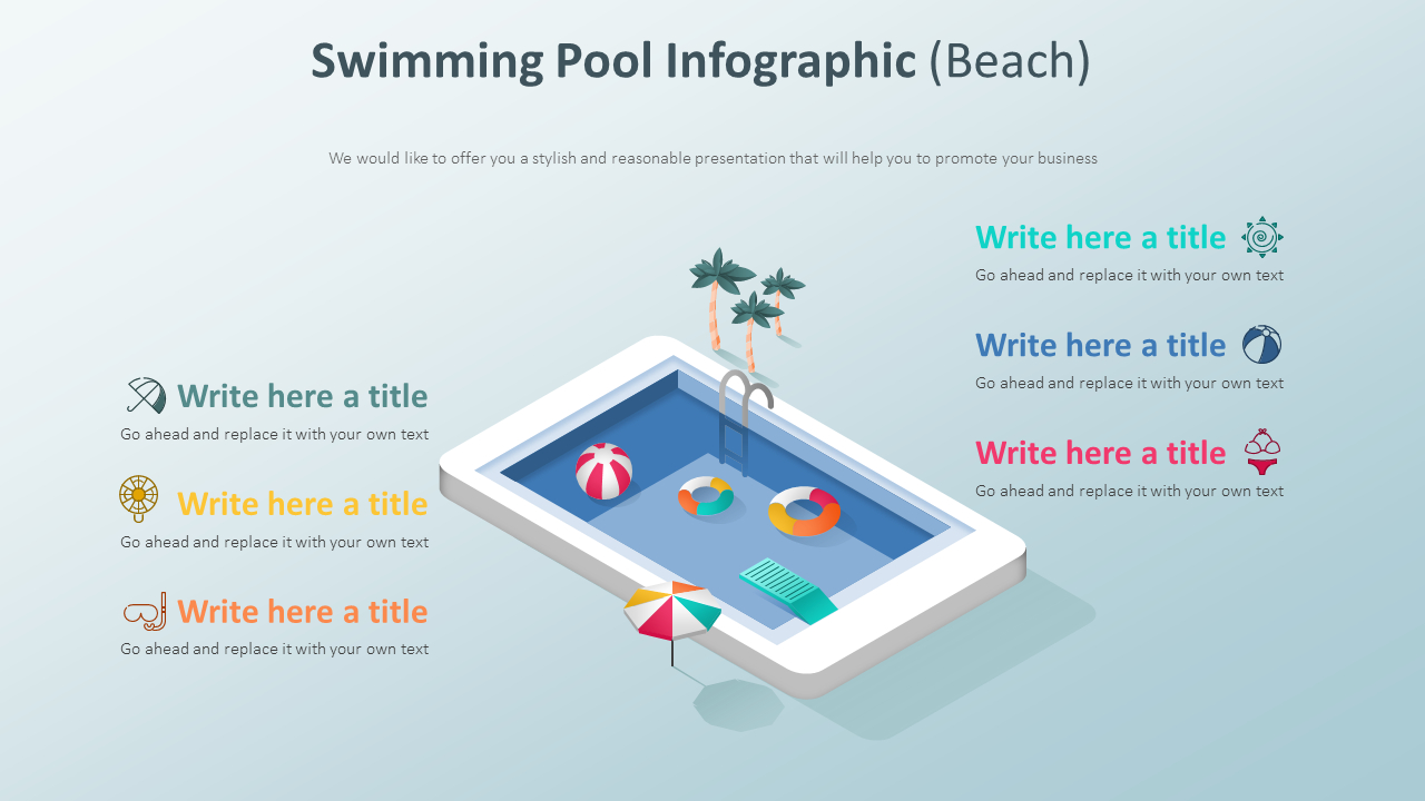 Swimming Pool Infographic Diagram (Beach)
