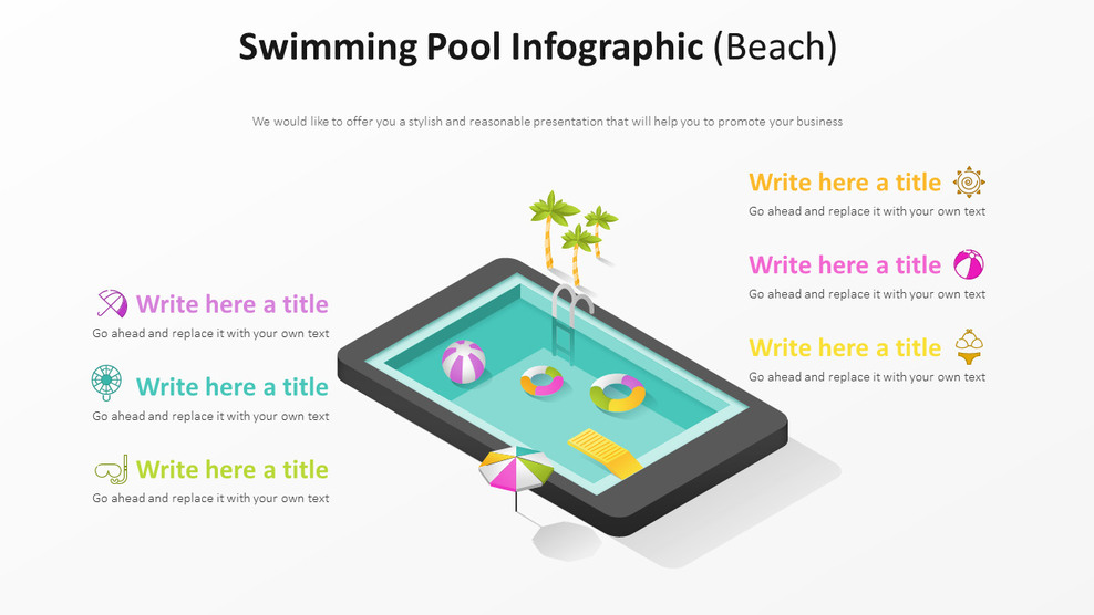 Swimming Pool Infographic Diagram Beach