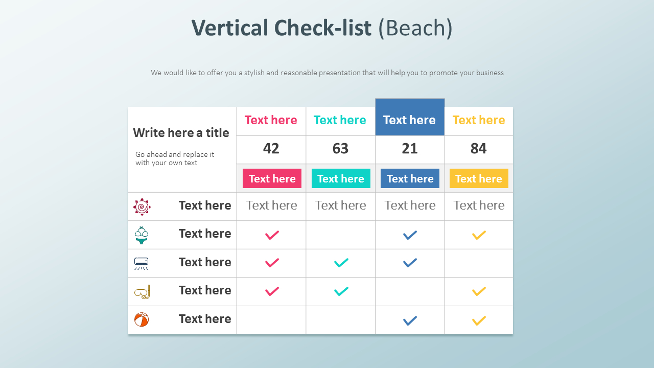 Vertical Check-list Diagram (Beach)|Tables