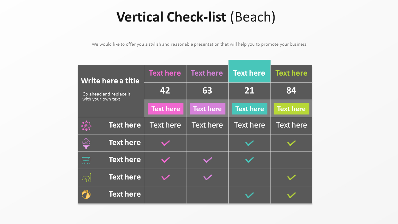 Vertical Check-list Diagram (Beach)|Tables