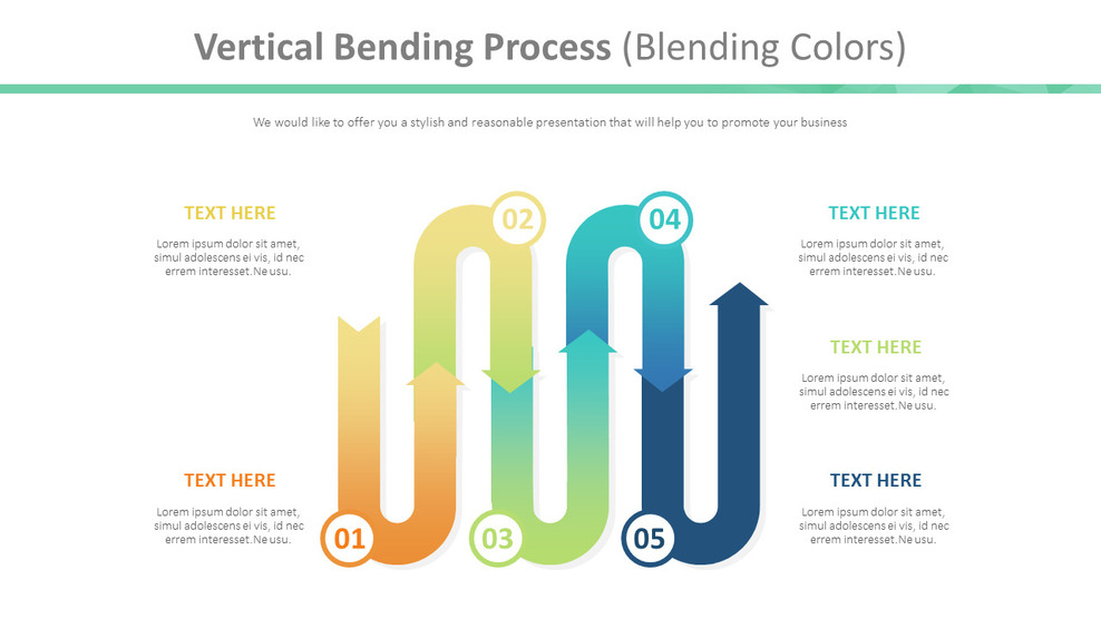 Vertical Bending Process Diagram Free Slide with Mixed Colors