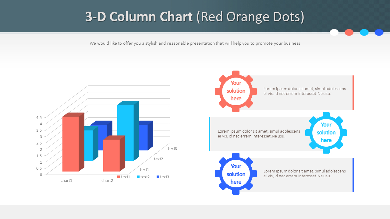3-D Column Chart (Red Orange Dots)