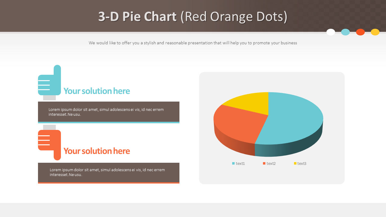 3-D Pie Chart (Red Orange Dots)