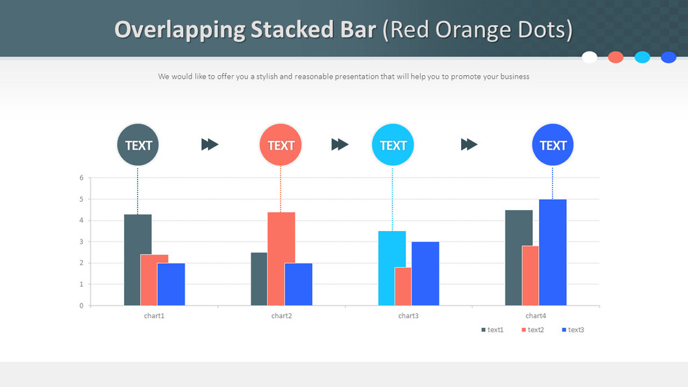 Overlapping Stacked Bar (Red Orange Dots)|Column|Chart