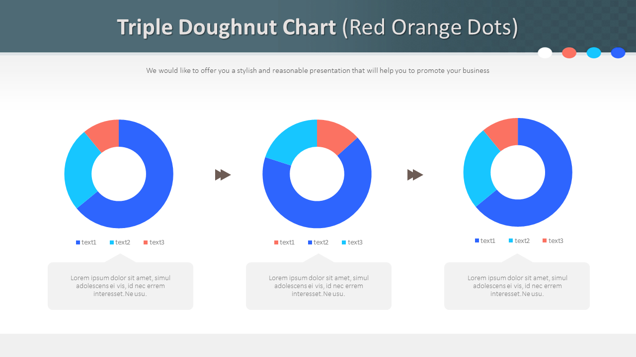 Triple Doughnut Chart (Red Orange Dots)