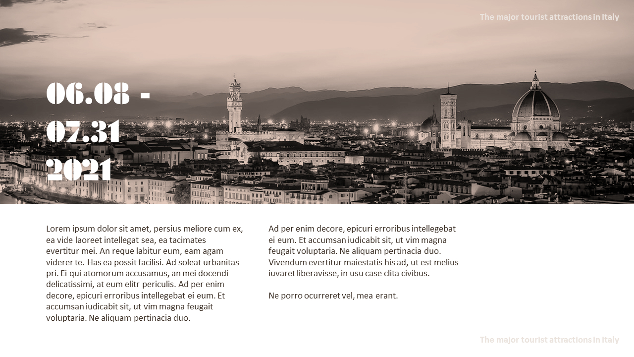 The Major Tourist Attractions In Italy Theme PPT Templates