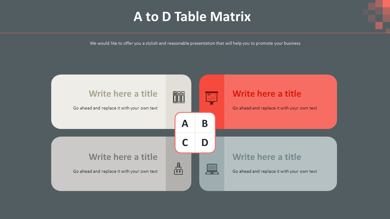 A to D Table Matrix Diagram