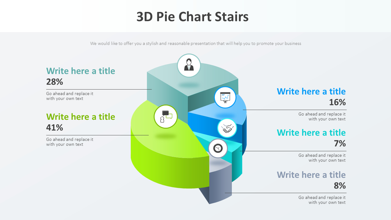 3D Pie Chart Stairs Diagram