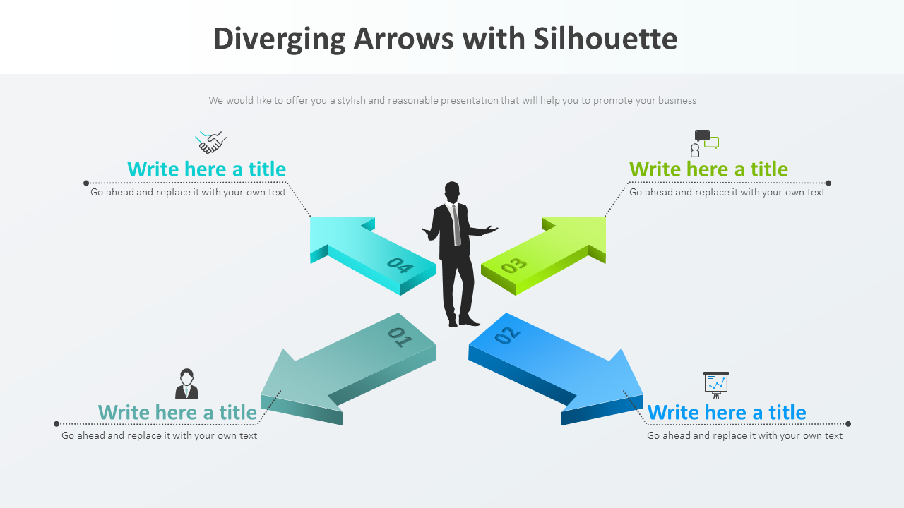 Diverging Arrows with Silhouette Diagram|Infographics
