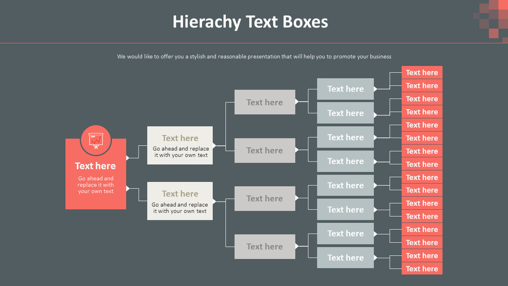 Hierachy Text Boxes Diagram