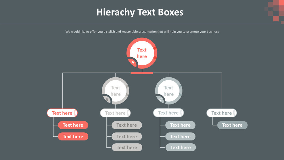 Hierachy Text Boxes Diagram