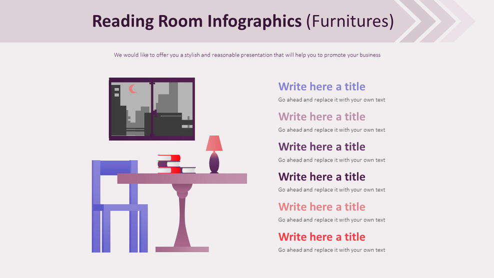 Reading Room Infographics Diagram (Furnitures)