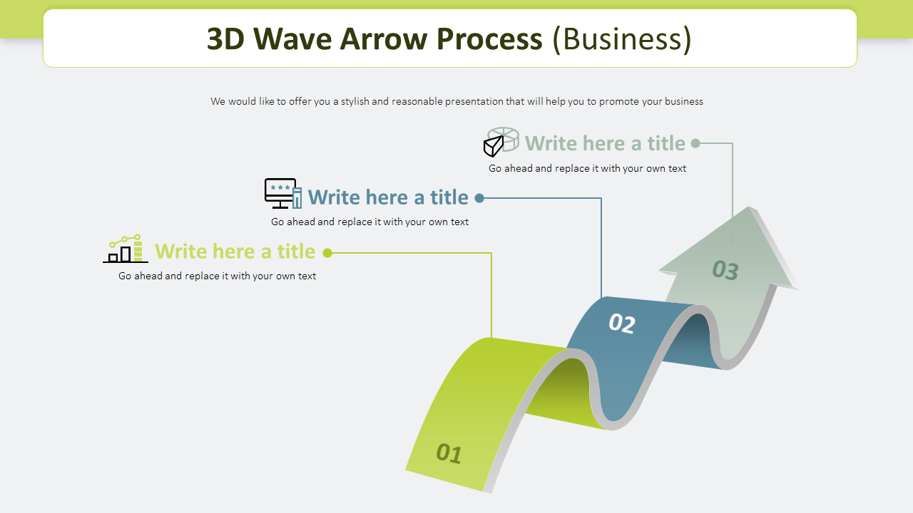 3D Wave Arrow Process Diagram (Business)