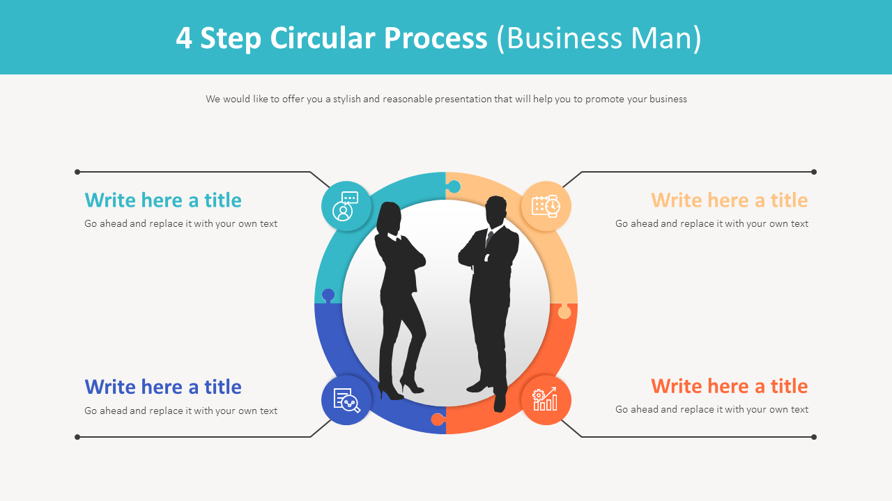 4 Step Circular Process Diagram (Business Man)