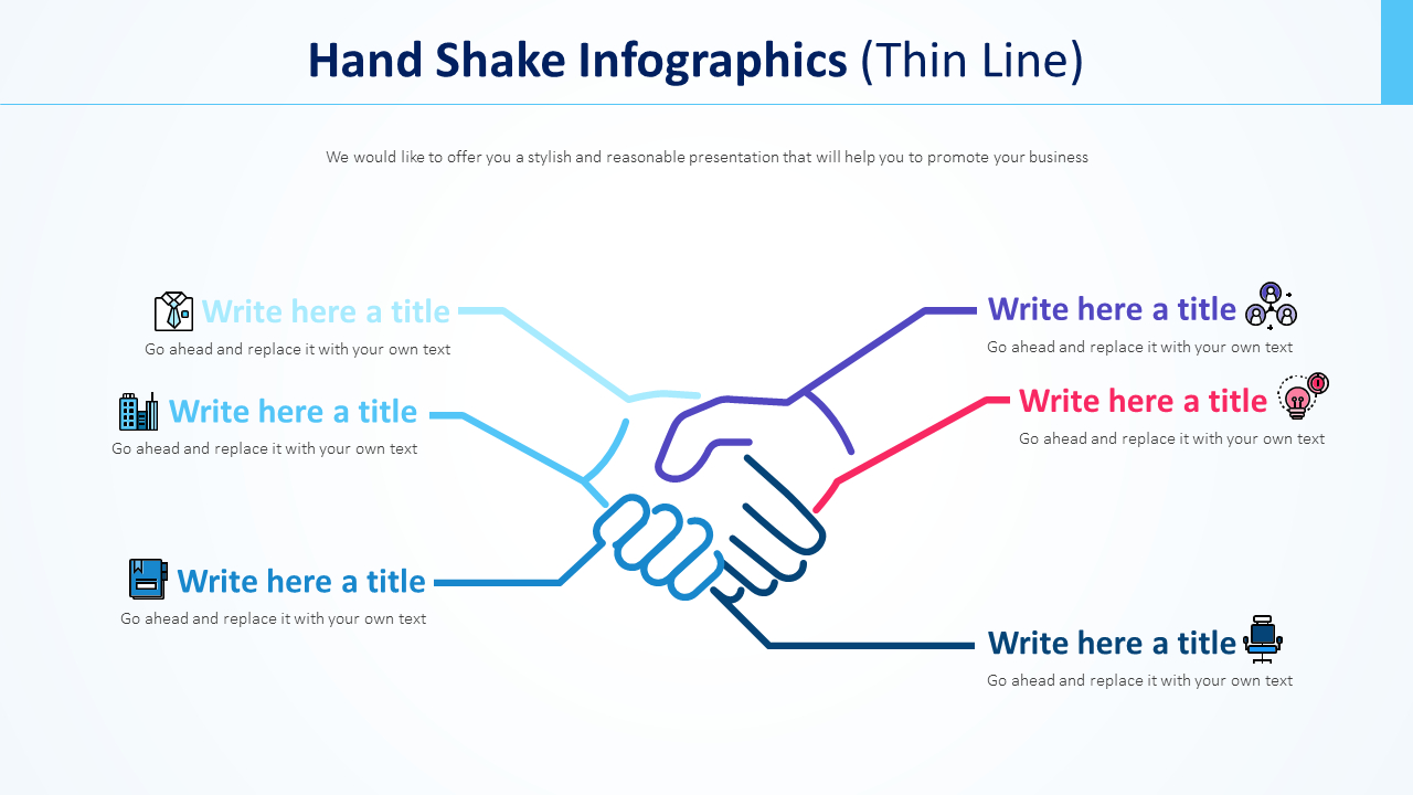 Hand Shake Infographics Diagram (Thin Line)
