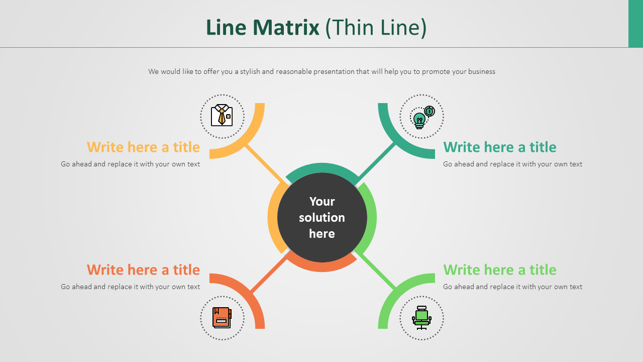 Line Matrix Chart Diagram (Thin Line) Proposal Presentation Templates