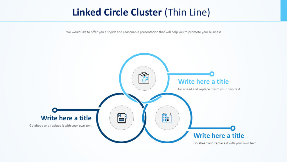 Linked Circle Cluster Diagram (Thin Line)