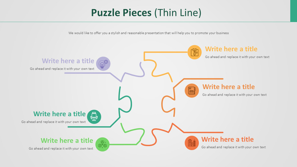 Puzzle Pieces Diagram (Thin Line)