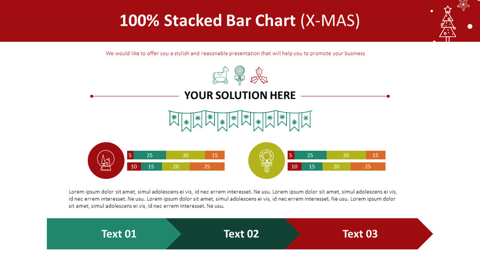 100% Stacked Bar Chart (X-MAS)