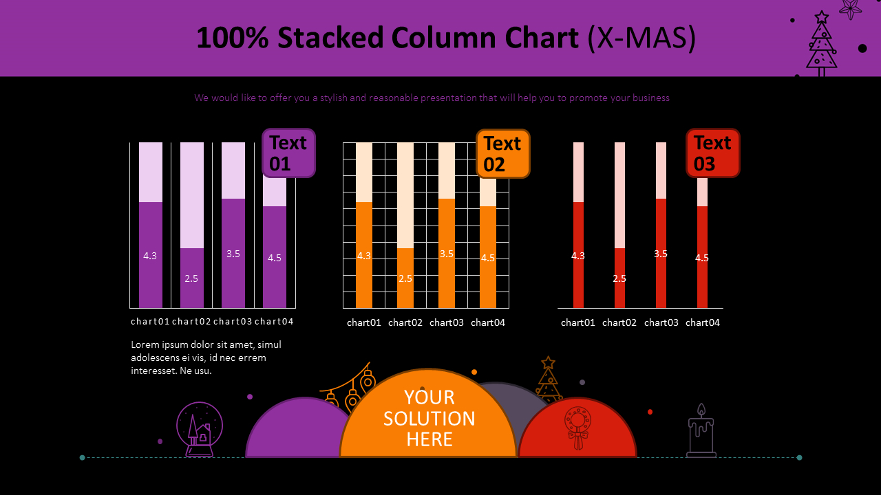 100 Stacked Column Chart X MAS 
