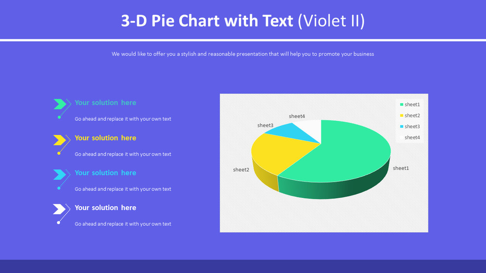 3-D Pie Chart with Text (Violet II)
